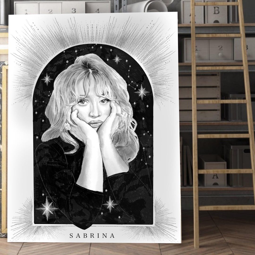Sabrina Carpenter Digital Constellation Print, Pencil on Paper - Etsy