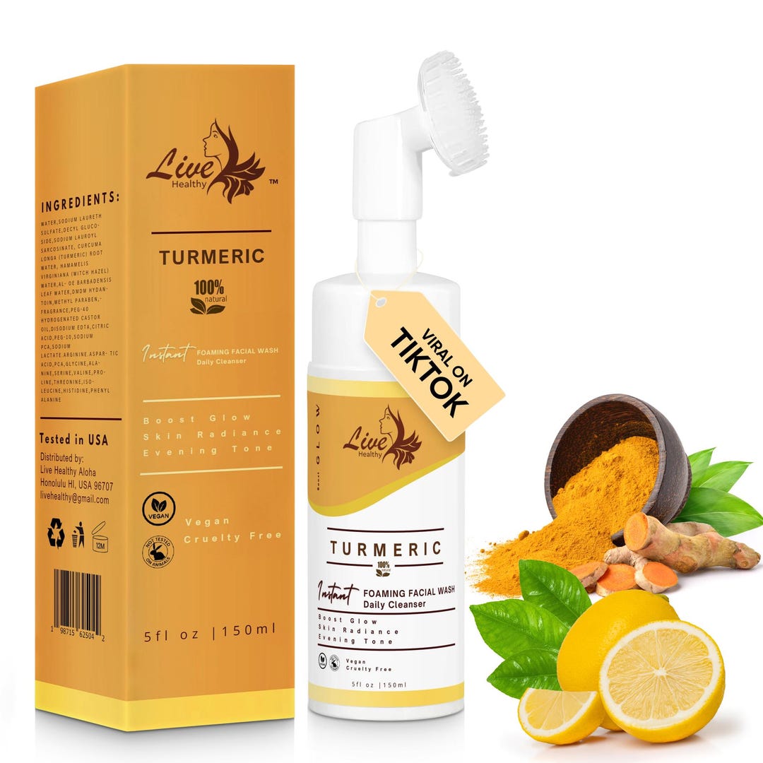 Turmeric Foaming Face Wash Turmeric Face Wash With Brush, Turmeric Face ...