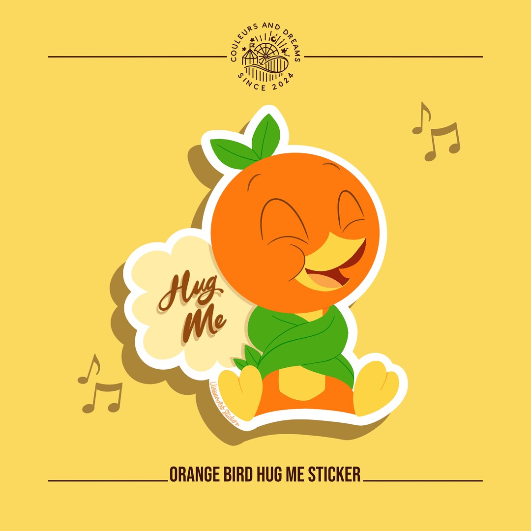 Orange Bird Hug Me Sticker - Etsy