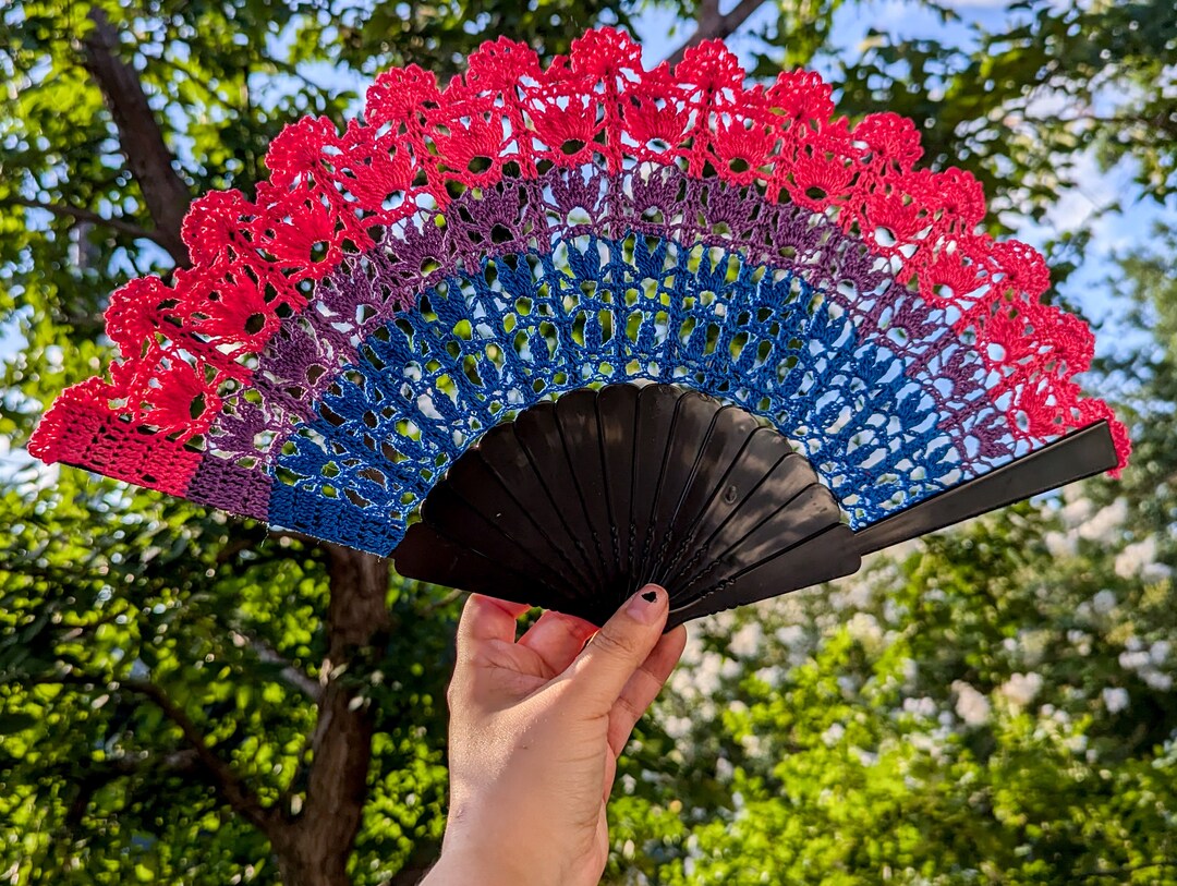 Pride Floral Hand Fan - Bisexual Flag Design - Etsy
