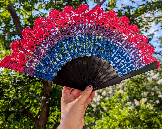 Pride Floral Hand Fan - Bisexual Flag Design - Etsy