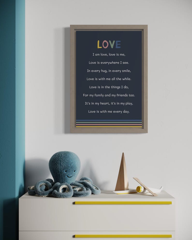 LOVE Poem Kids Wall Art Nursery Décor A4 Size Colourful Playroom Print ...