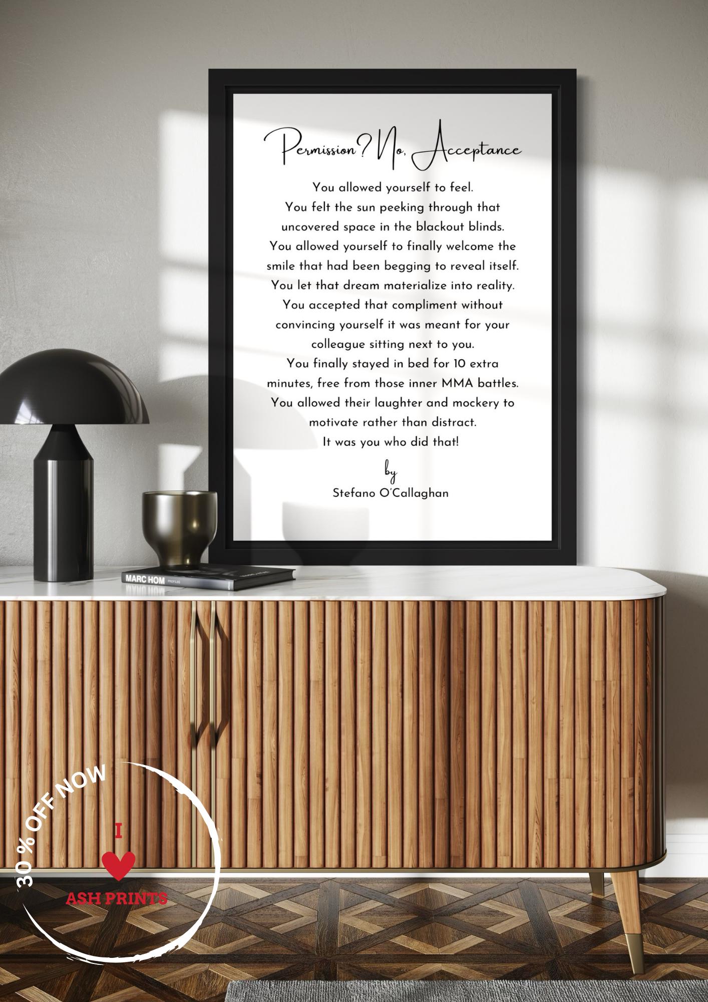 Permission No, Acceptance Inspirational Motivational Life Quotes A4 ...