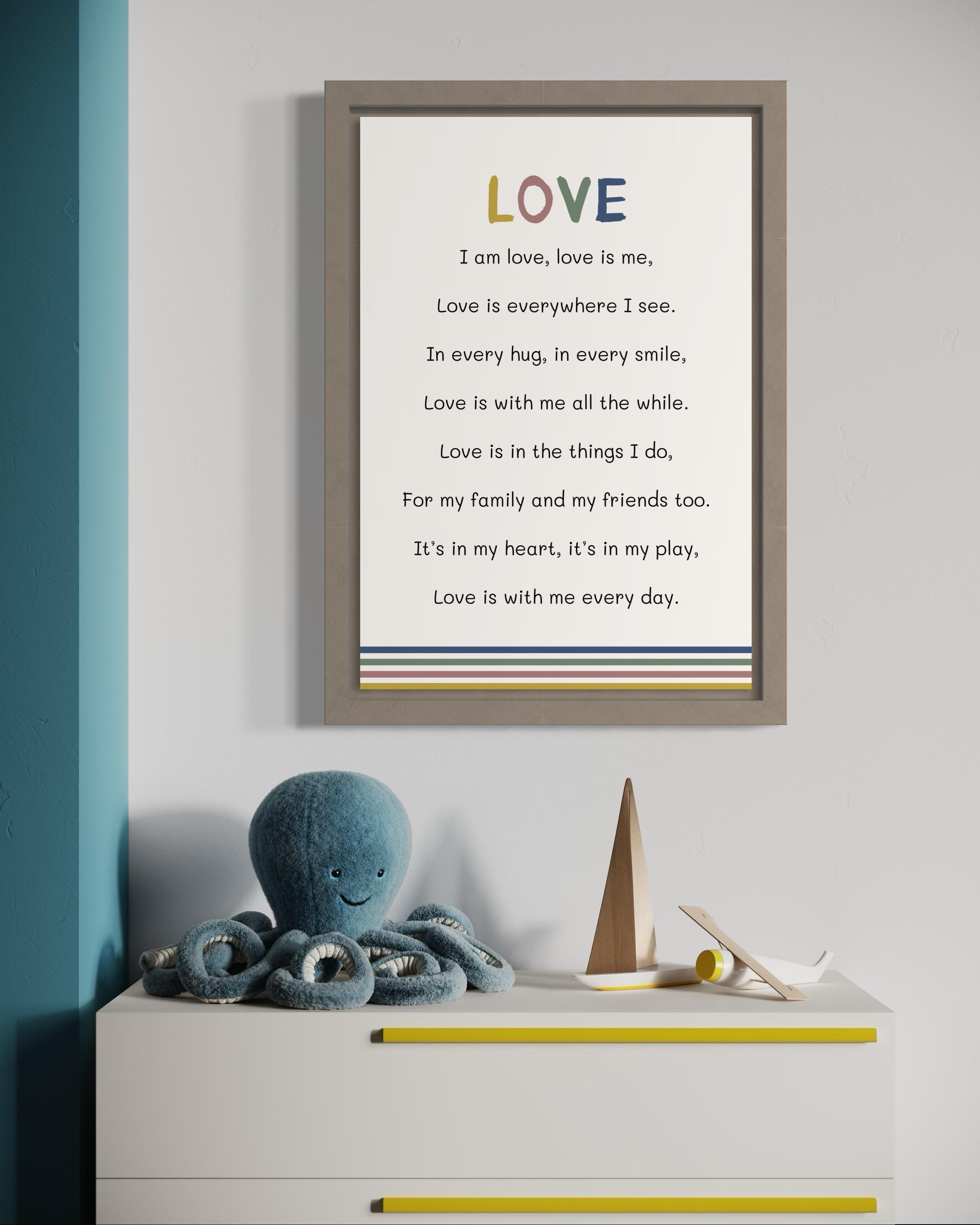 LOVE Poem Kids Wall Art Nursery Décor A4 Size Colourful Playroom Print ...