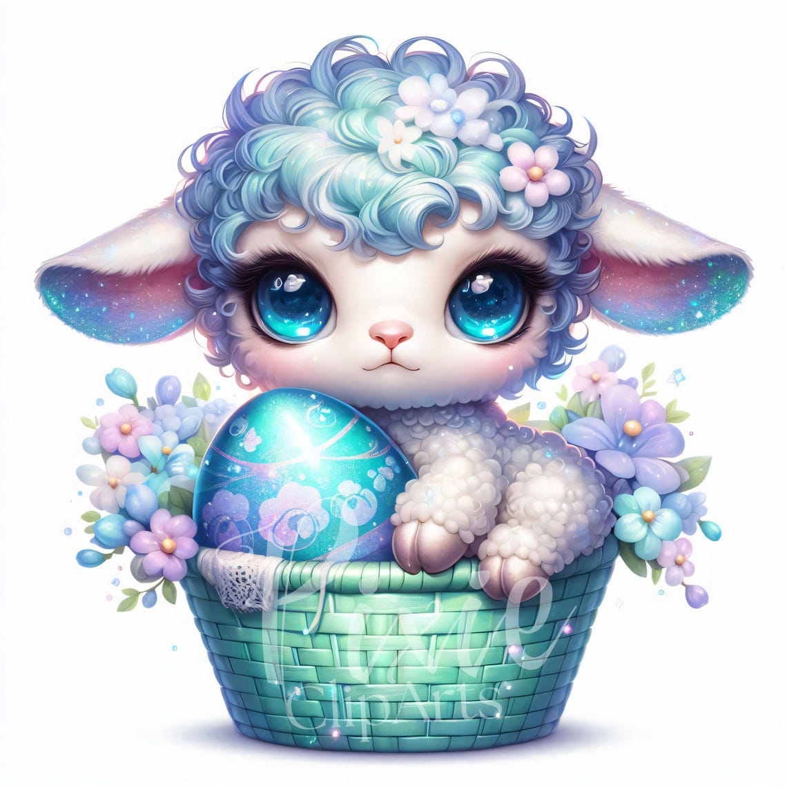 Easter Lamb Clipart, Spring Breeze Lamb Clipart Set - 8 Jpgs High ...