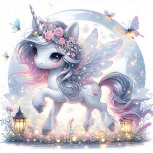 Magical Fairy Unicorn Clipart | Set of 8 JPEG High Quality 300DPI JPEG ...