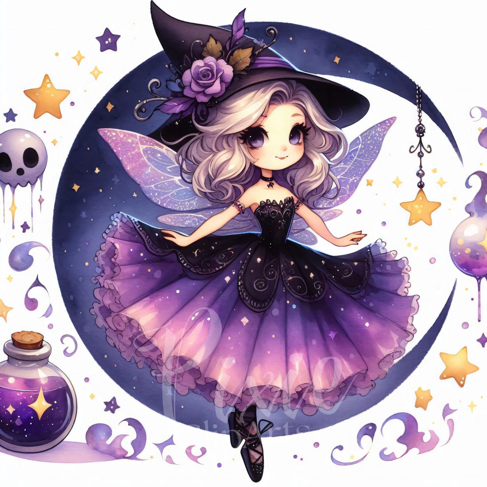 Halloween Fairy Clipart | Set of 10 High Quality 300DPI JPG, Midnight ...