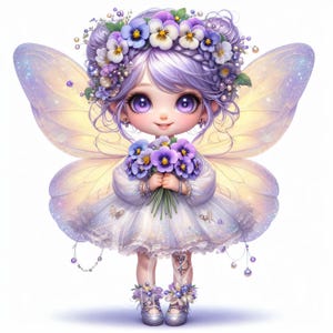 Spring Fairy Clipart | Set of 8 JPEG High Quality 300DPI JPEG, Pansy ...