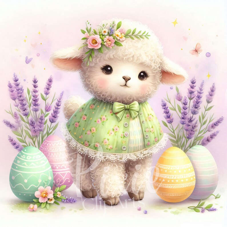 Easter Lamb Clipart | Set of 8 JPEG High Quality 300DPI JPEG ...