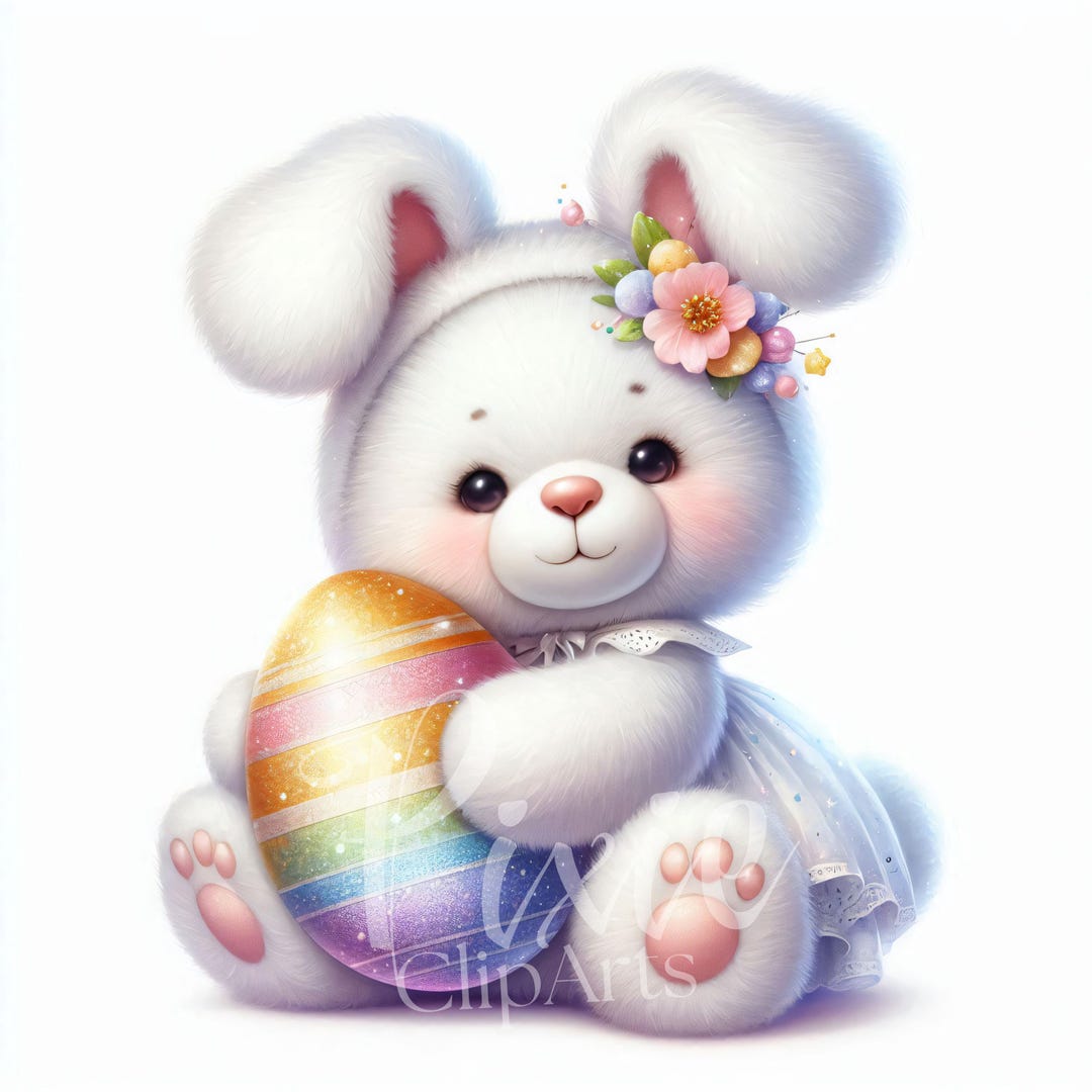 Easter Teddy Bear Clipart | Spring Teddy Bear Clipart | Set of 8 High ...