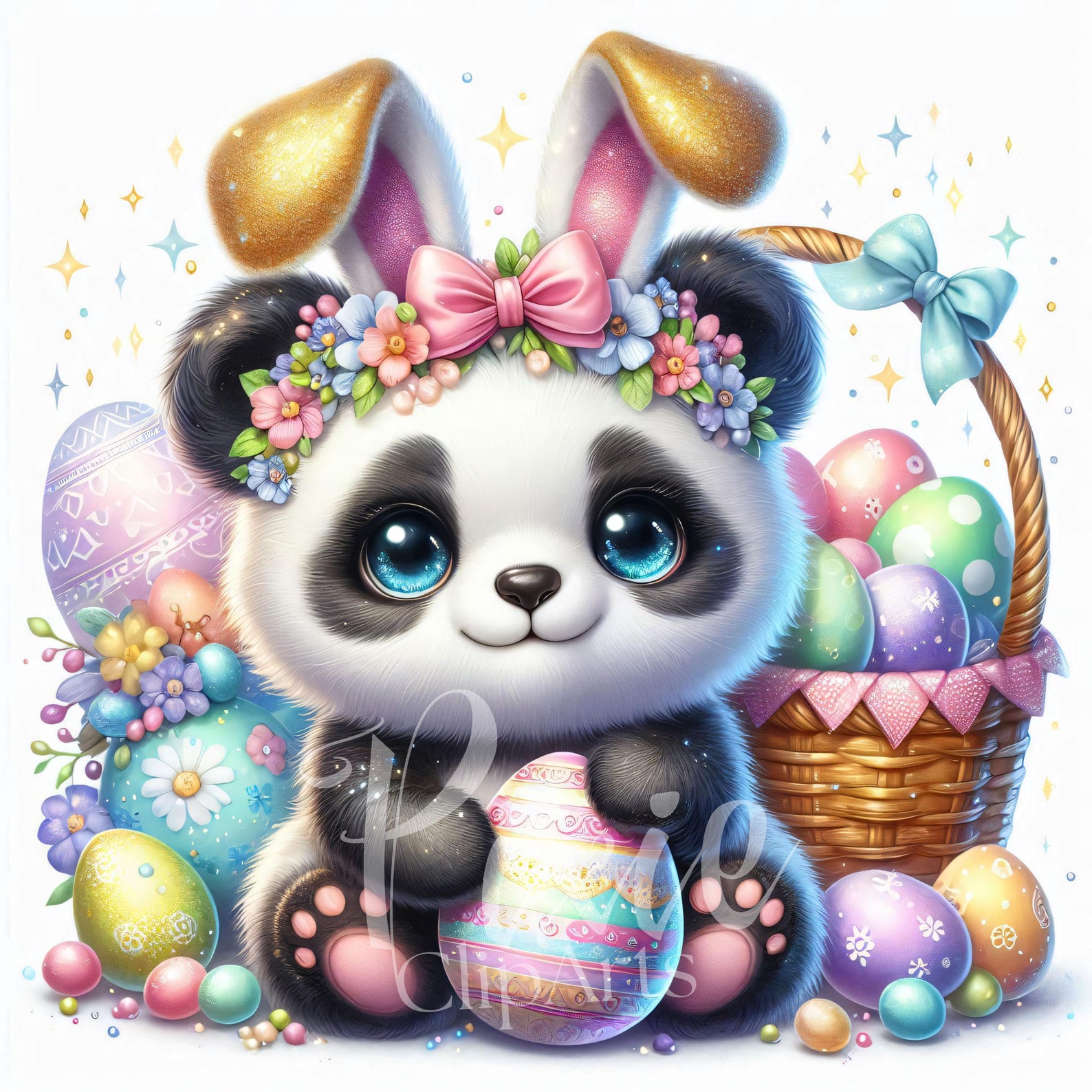 Easter Panda Clipart | Pastel Spring Panda Clipart | Set of 8 High ...