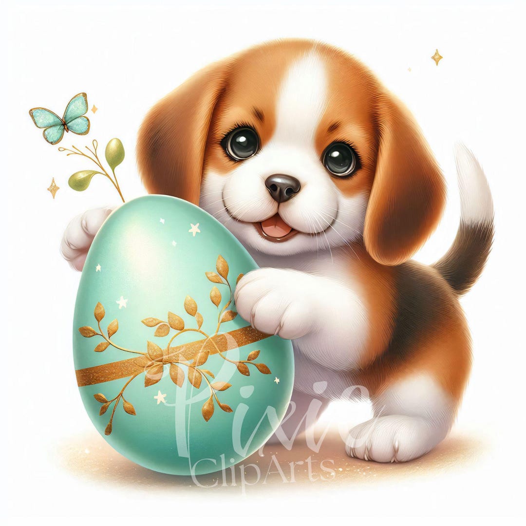 Easter Puppy Clipart | Playful Spring Beagle Clipart | Set of 10 High ...