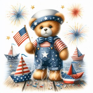 4th of July Patriotic Teddy Clipart | Teddy Bear Celebration | Set of ...