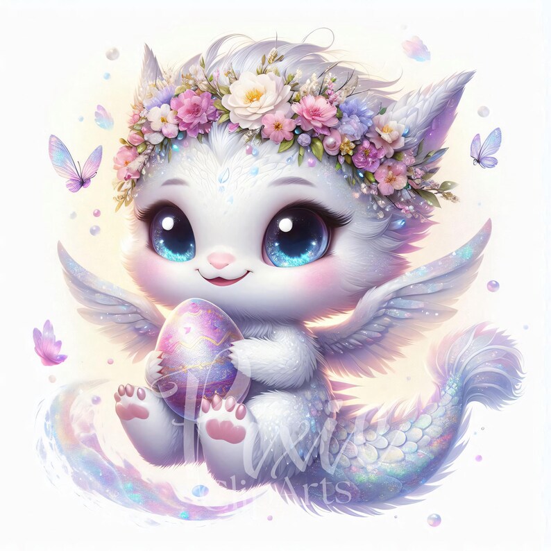 Easter Baby Dragon Clipart | Easter Chibi Dragon Clipart | Set of 8 ...