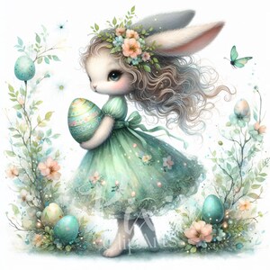 Spring Bunny Princess Clipart | Set of 10 JPEG High Quality 300DPI JPEG ...