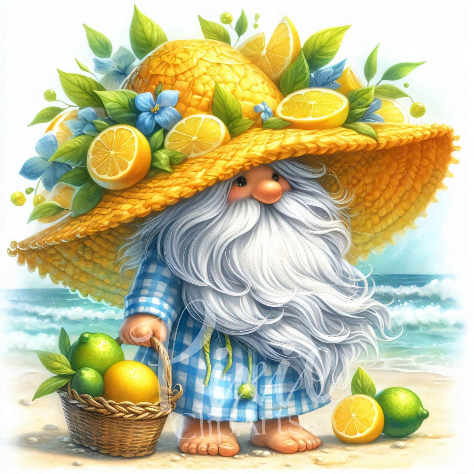 Summertime Gnome Clipart | Set of 10 High Quality 300DPI JPEG | Lemon ...