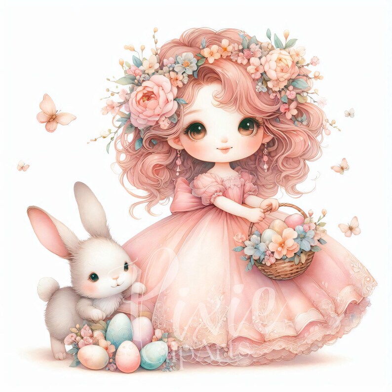 Easter Doll Princess Clipart | Set of 10 JPEG High Quality 300DPI JPEG ...