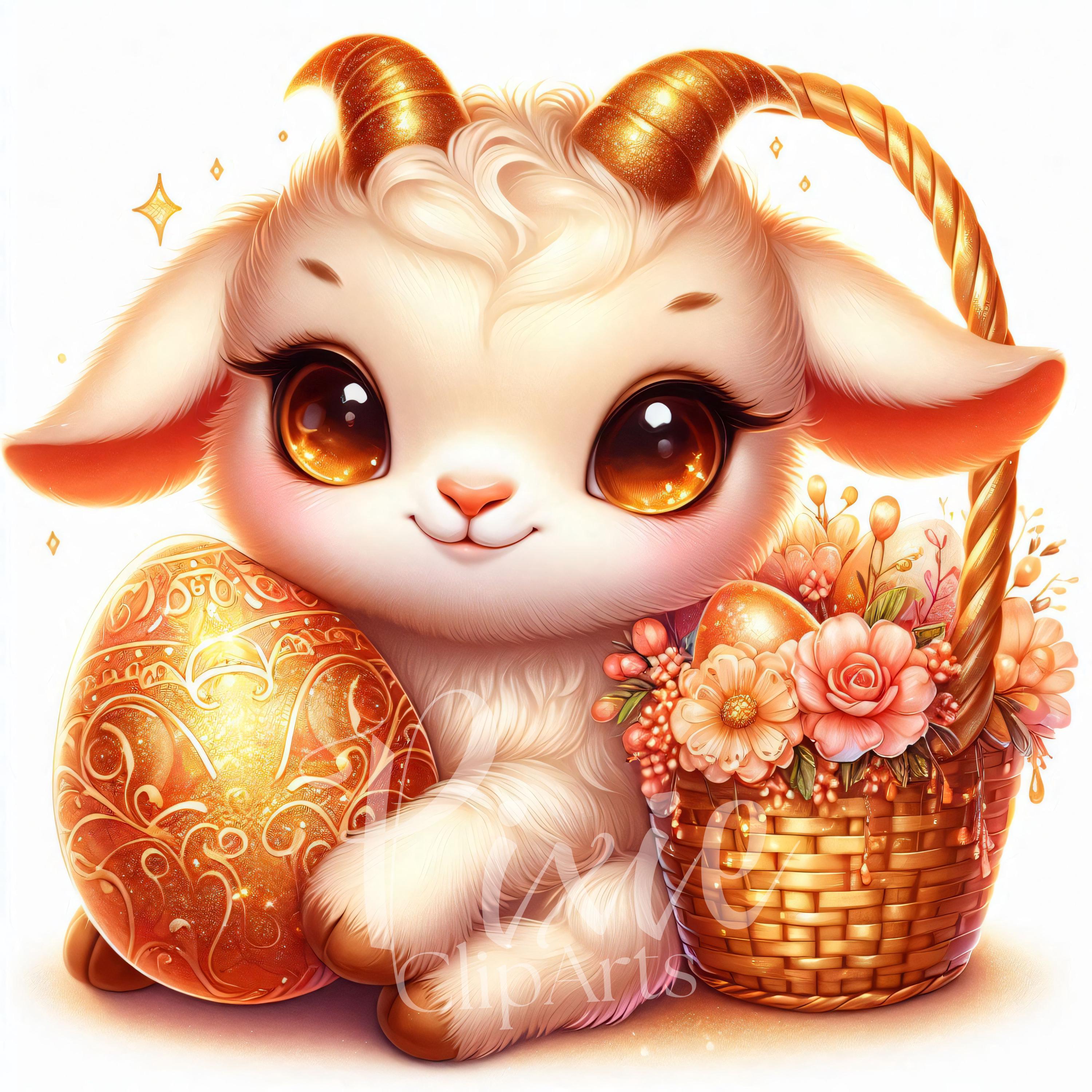 Easter Baby Goat Clipart | Spring Sunrise Goat Clipart | Set of 8 ...