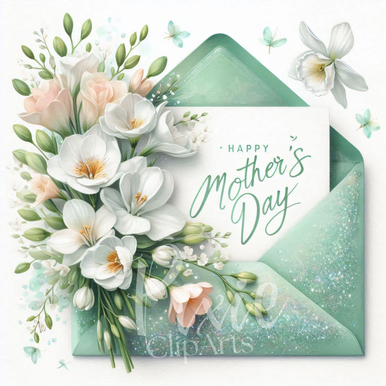 Mothers Day Greeting Card Clipart | Set of 20 High Quality 300DPI JPEG ...