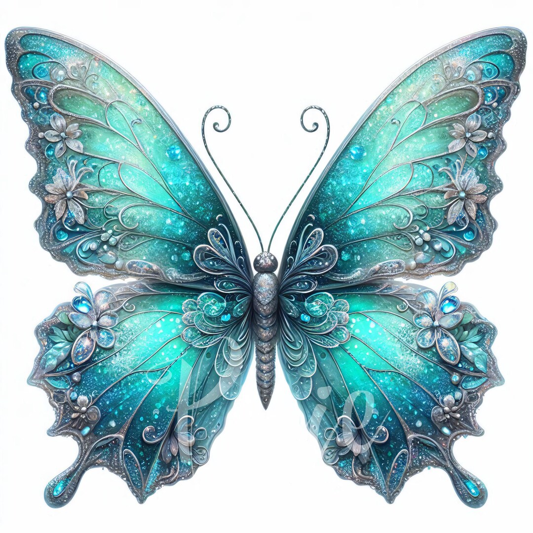 Whimsical Butterfly Clipart |set of 10 High Quality 300DPI JPG, Ocean ...