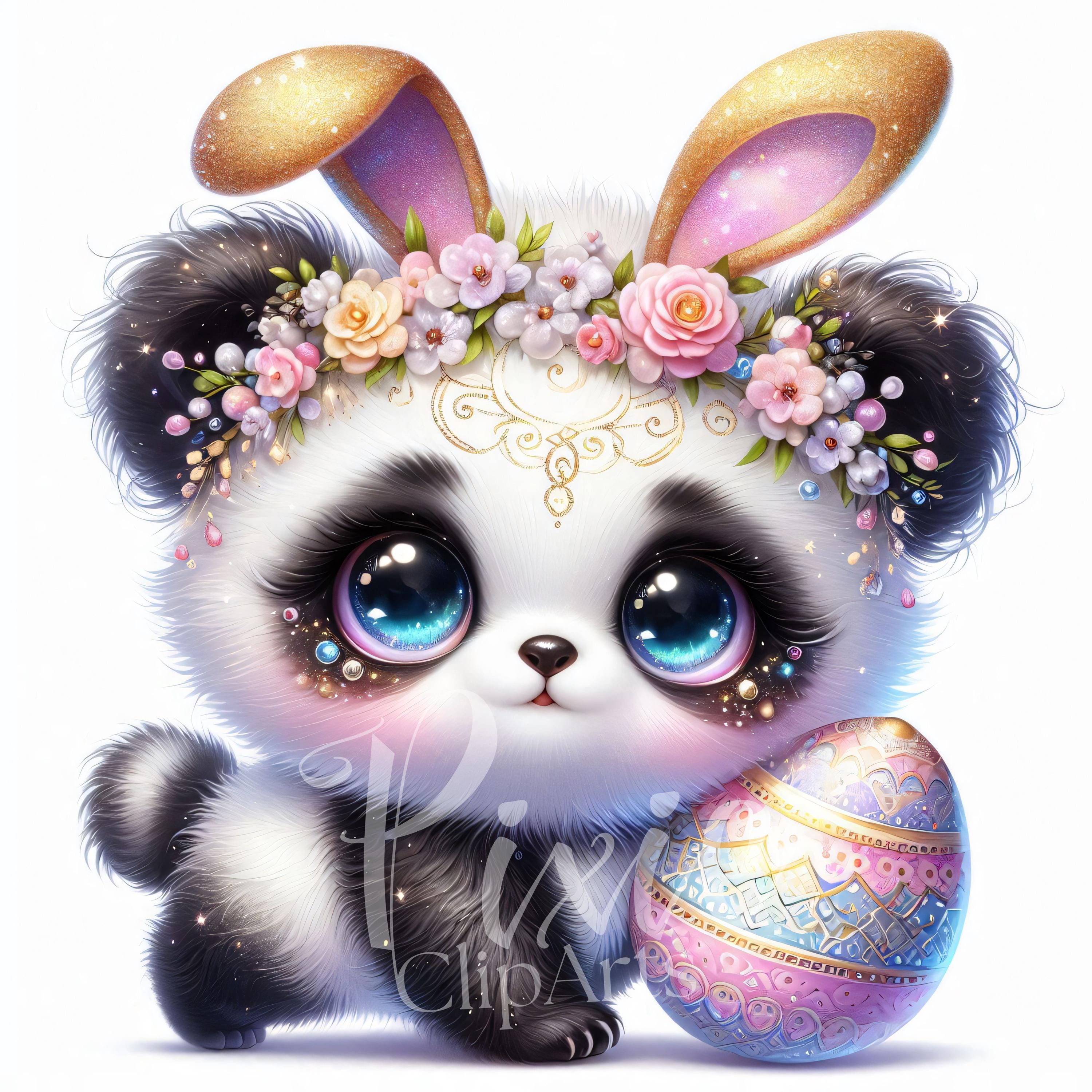Easter Panda Clipart | Pastel Spring Panda Clipart | Set of 8 High ...