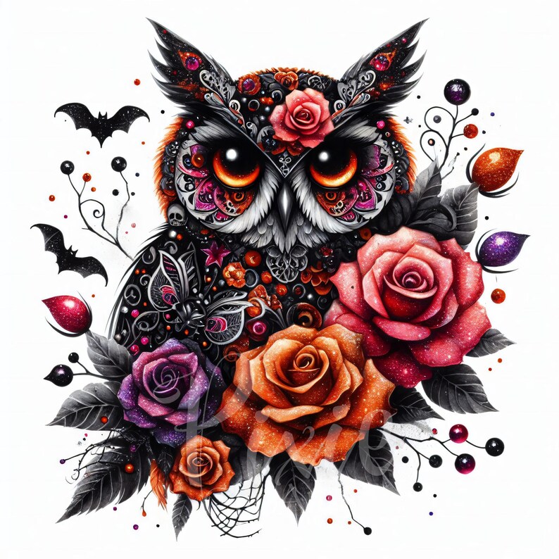 Halloween Owl Clipart | Set of 10 High Quality 300DPI JPG, Gilded Owl ...