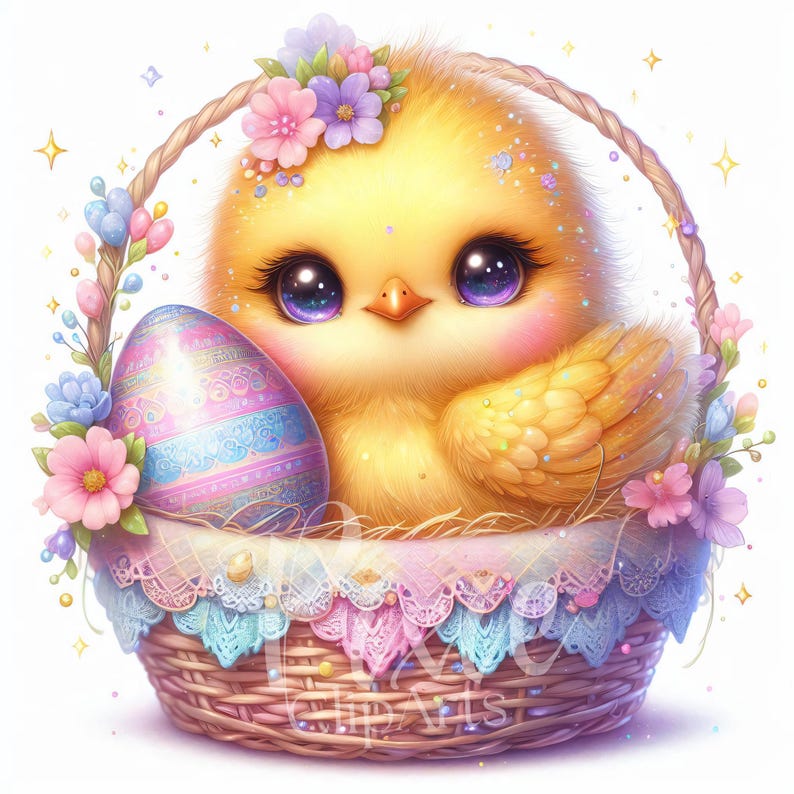 Easter Pastel Chick Clipart, Cute Baby Chick Clipart Set - 8 Jpgs High ...