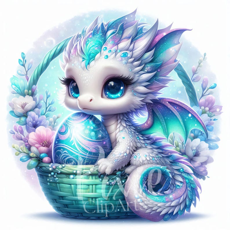 Easter Baby Dragon Clipart | Spring Breeze Dragon Clipart | Set of 8 ...