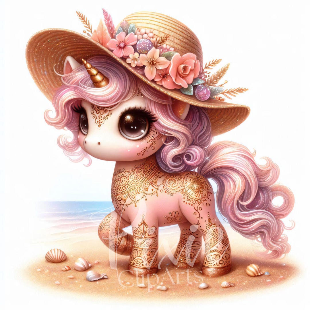 Summertime Unicorn Clipart |set of 10 JPG High Quality 300DPI JPEG ...