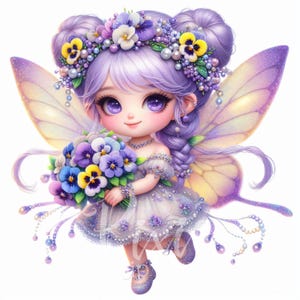 Spring Fairy Clipart | Set of 8 JPEG High Quality 300DPI JPEG, Pansy ...