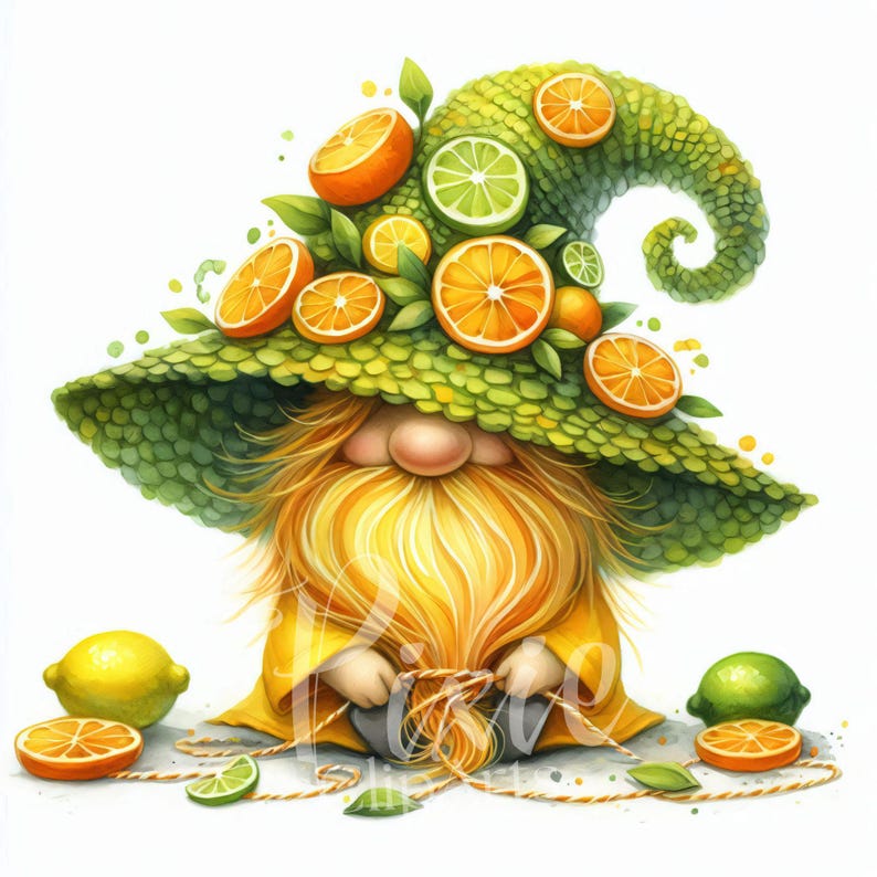 Summertime Gnome Clipart | Set of 10 High Quality 300DPI JPEG | Citrus ...