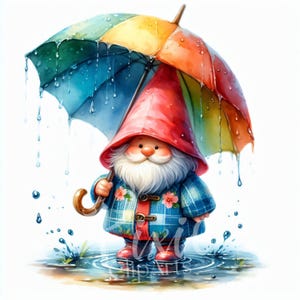Rainy Day Gnome Clipart | Set of 10 High Quality 300DPI JPEG | Spring ...