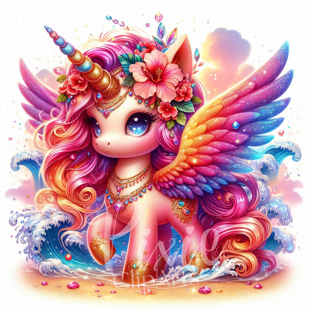 Ocean Unicorn Clipart | Conjunto de 10 JPEG de alta qualidade 300DPI ...