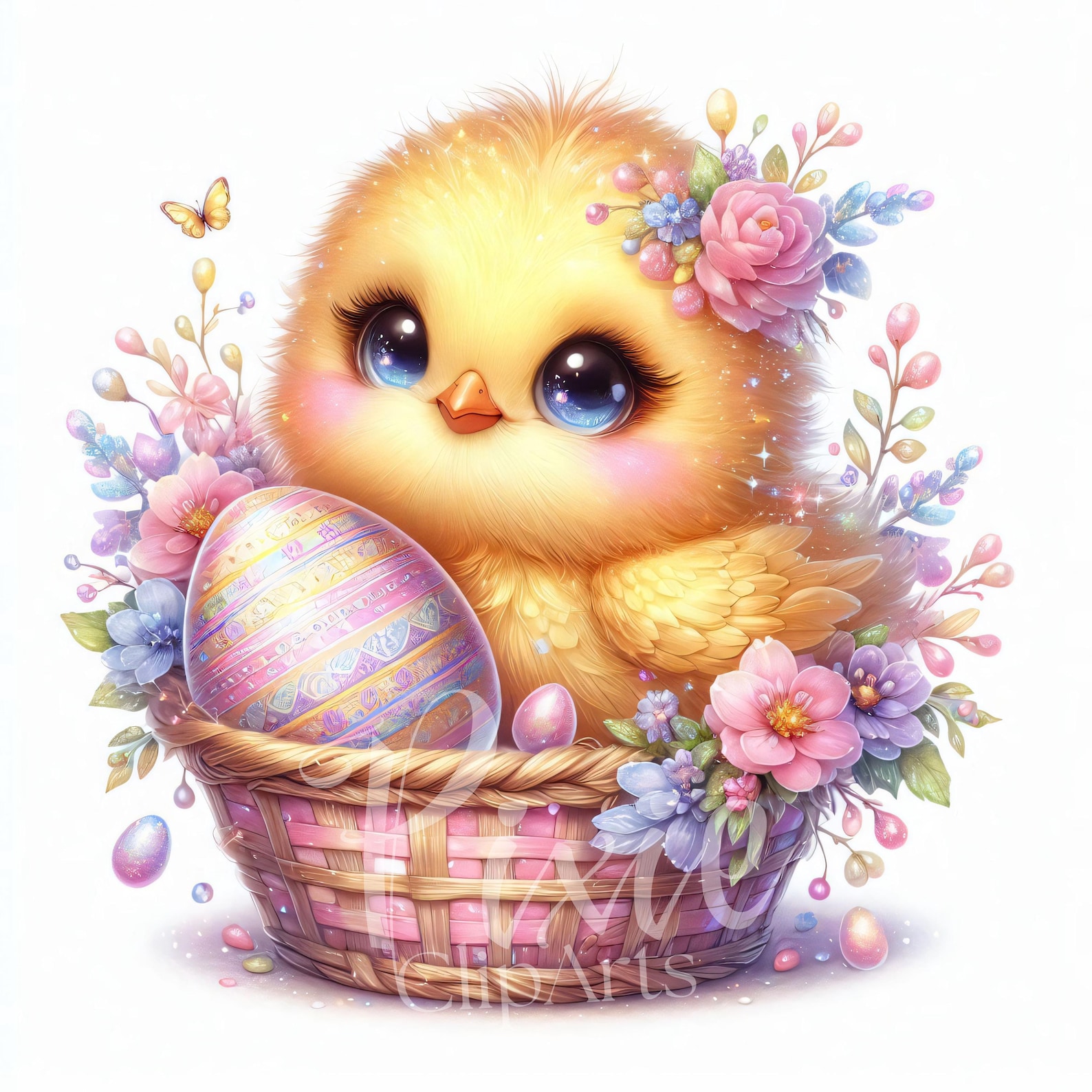 Easter Pastel Chick Clipart, Cute Baby Chick Clipart Set - 8 Jpgs High ...