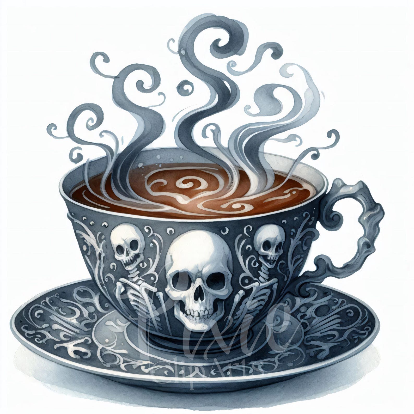 Spooky Teacup Clipart | Set of 10 High Quality 300DPI JPG, Bewitched ...