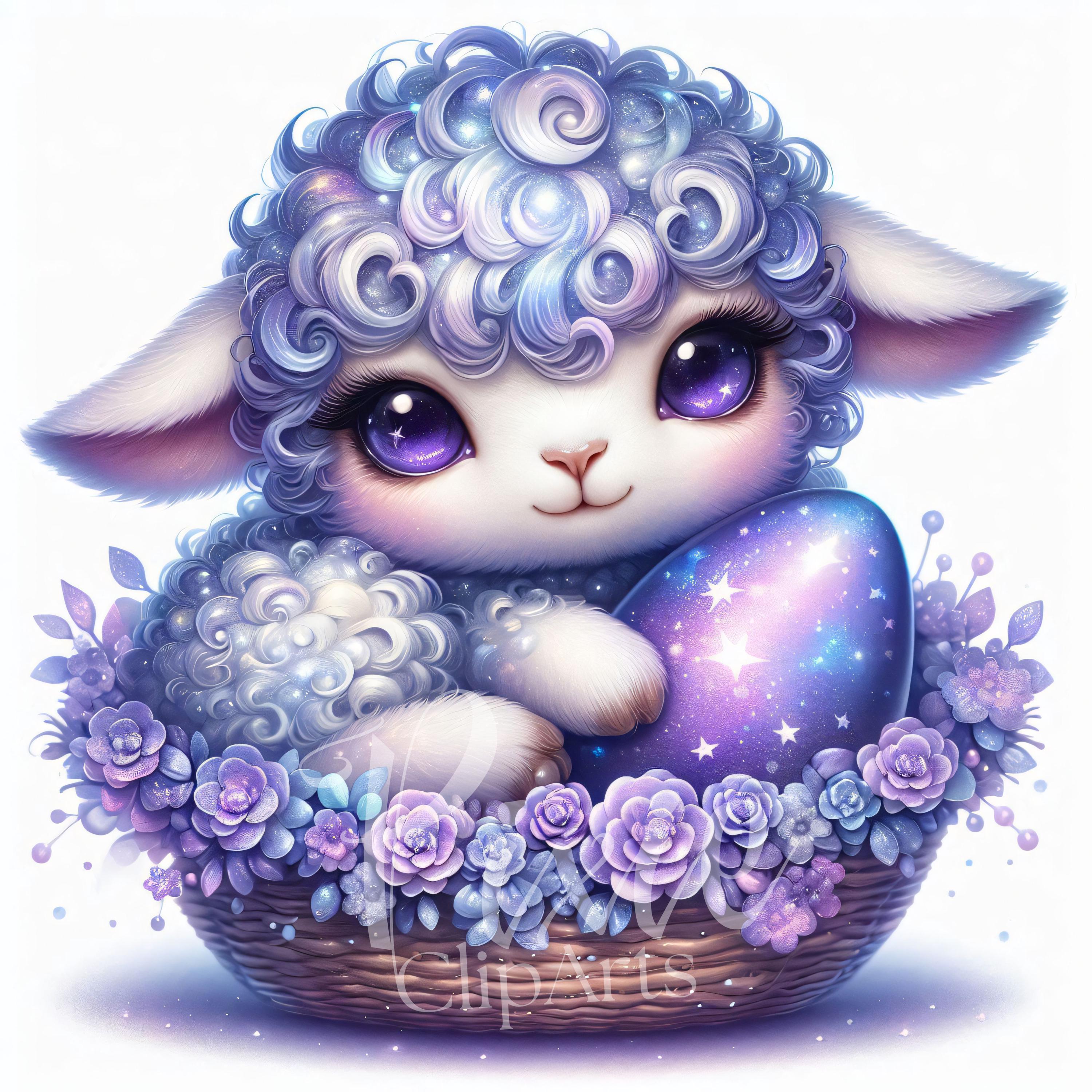 Easter Lamb Clipart, Dream Twilight Easter Lamb Clipart Set - 8 Jpgs ...