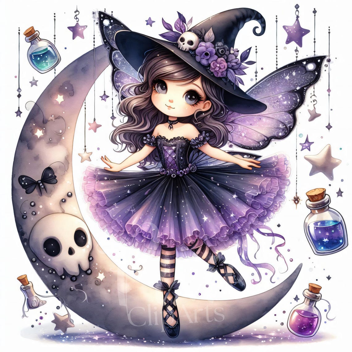 Halloween Fairy Clipart | Set of 10 High Quality 300DPI JPG, Midnight ...