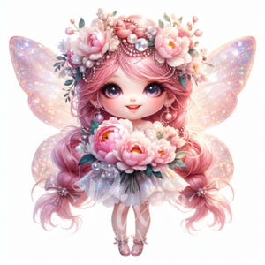Spring Fairy Clipart | Set of 8 JPEG High Quality 300DPI JPEG, Peony ...