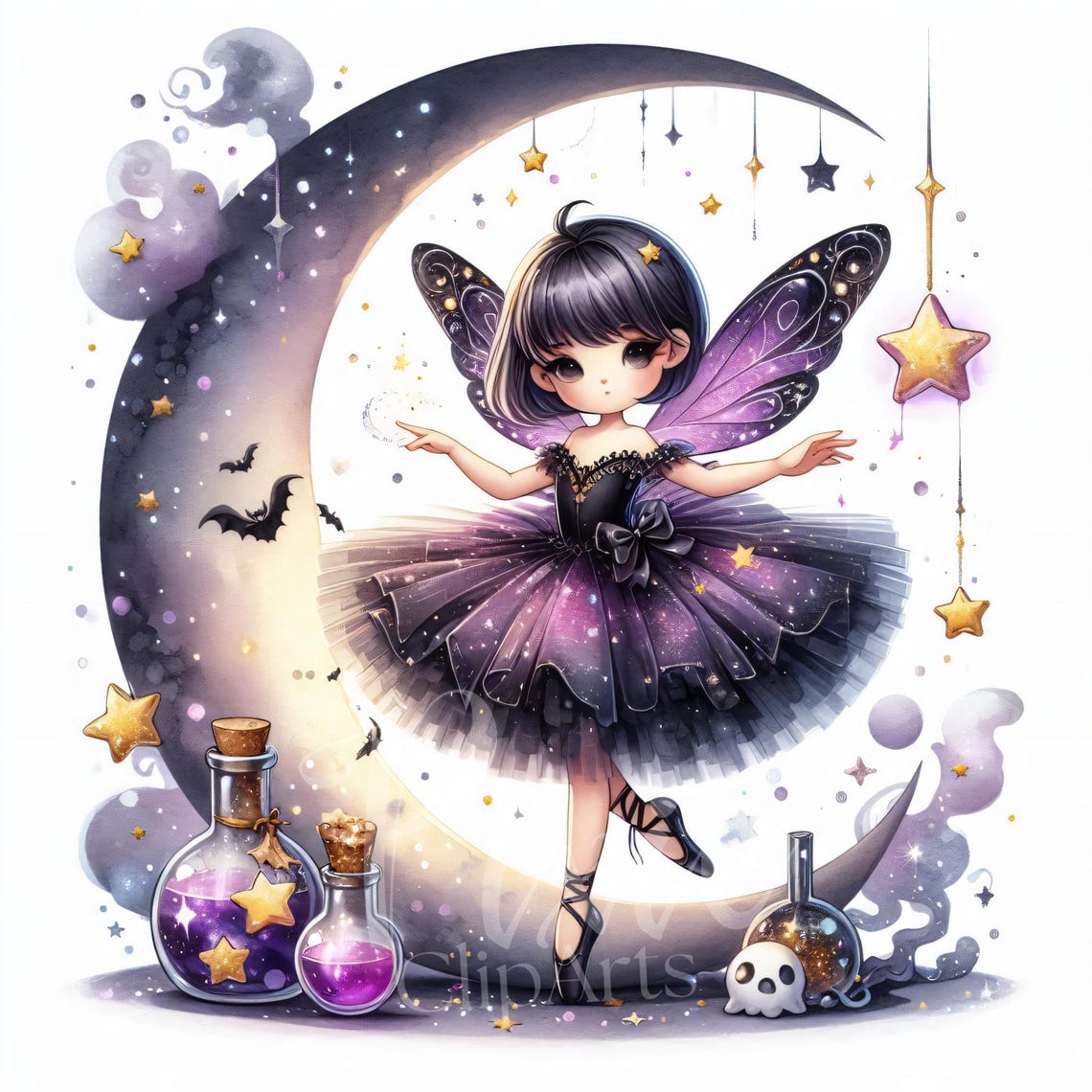Halloween Fairy Clipart | Set of 10 High Quality 300DPI JPG, Midnight ...