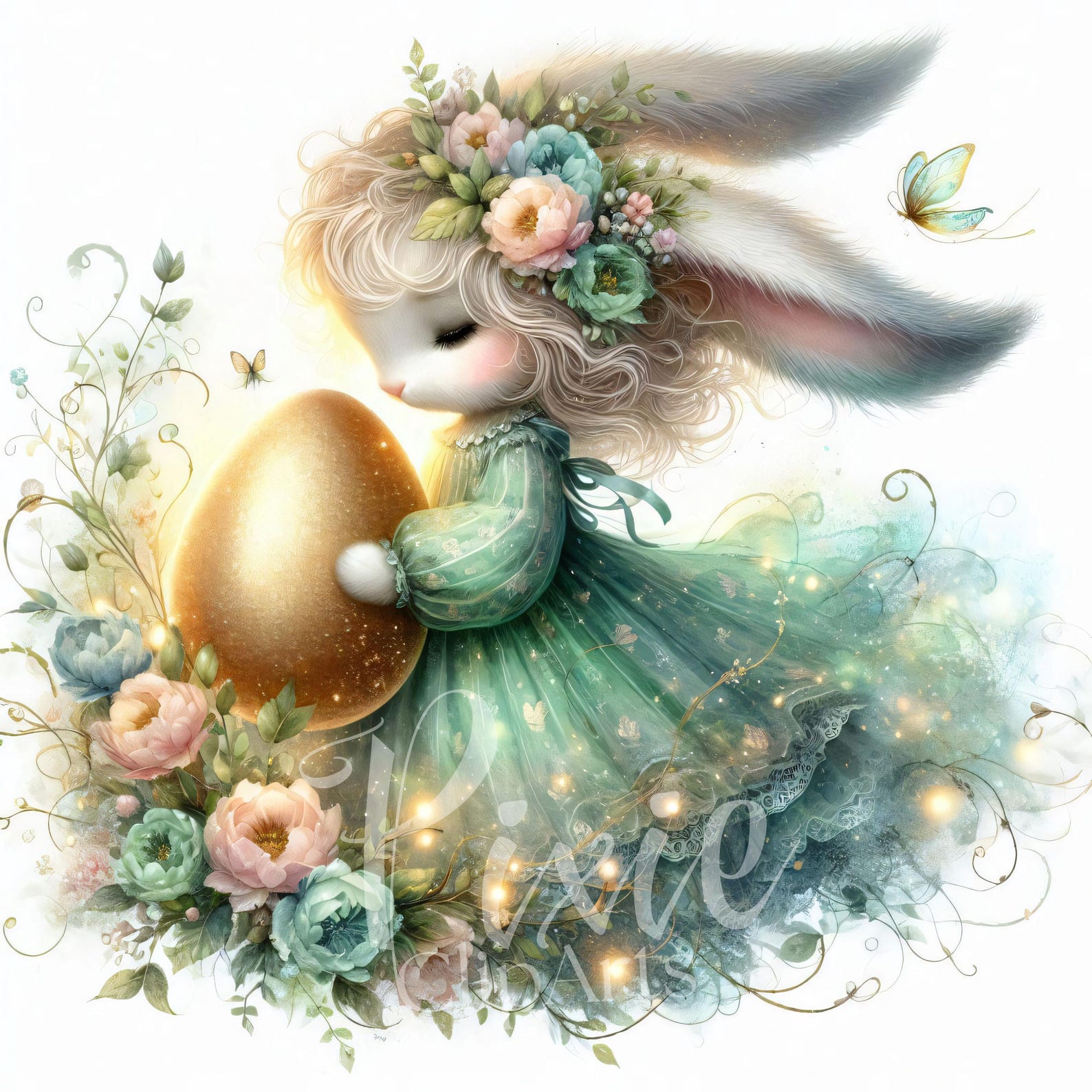Spring Bunny Princess Clipart | Set of 10 JPEG High Quality 300DPI JPEG ...