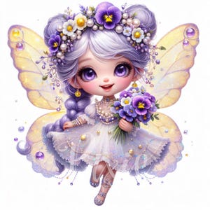 Spring Fairy Clipart | Set of 8 JPEG High Quality 300DPI JPEG, Pansy ...