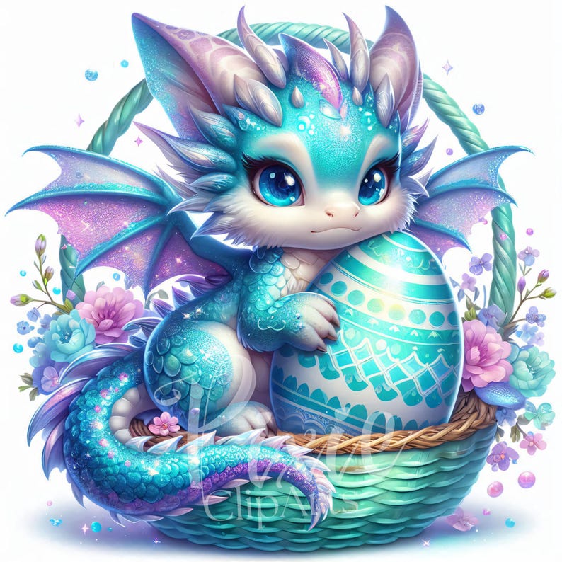 Easter Baby Dragon Clipart | Spring Breeze Dragon Clipart | Set of 8 ...