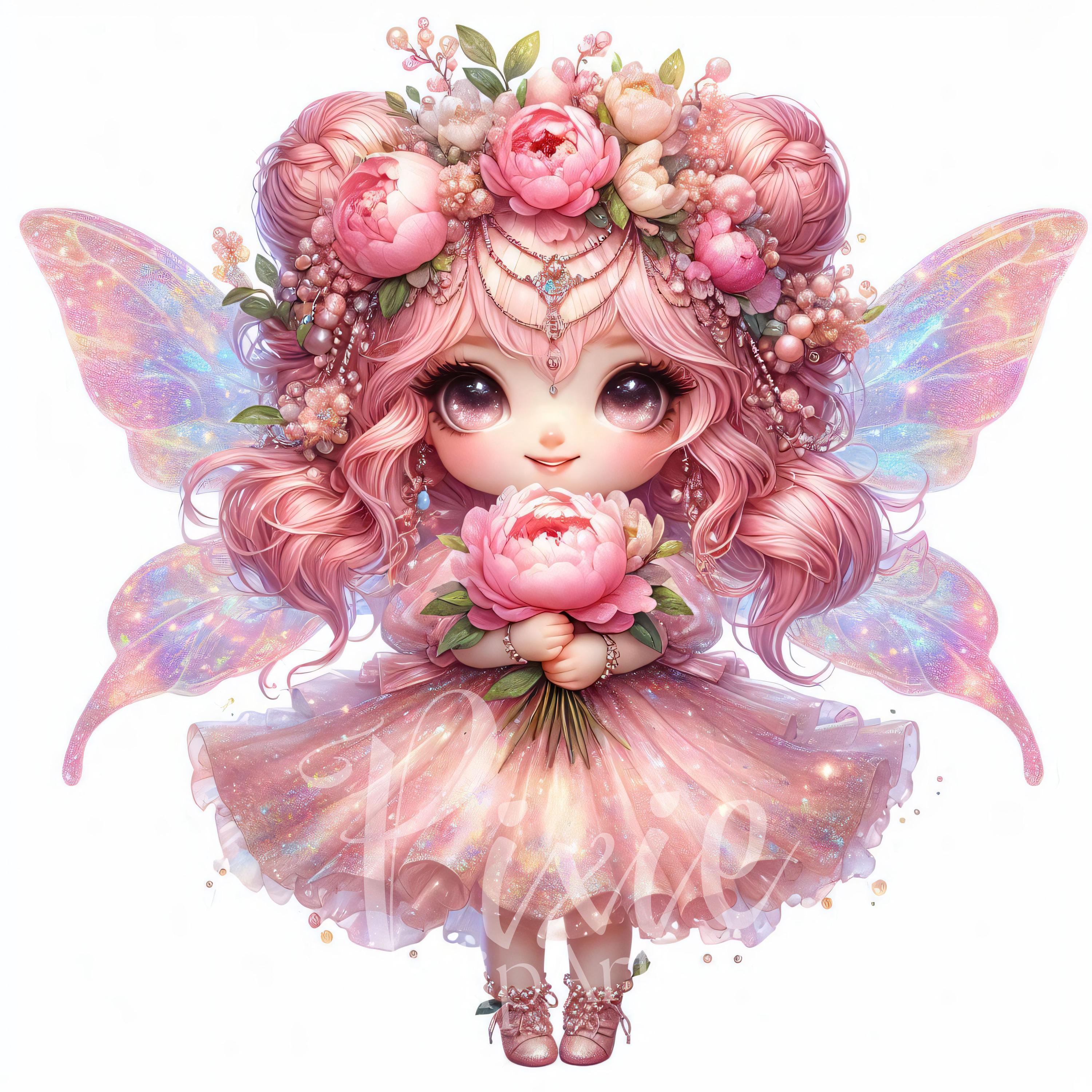 Spring Fairy Clipart | Set of 8 JPEG High Quality 300DPI JPEG, Peony ...