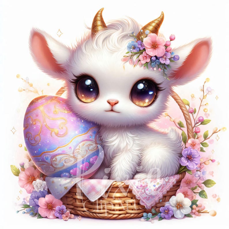 Easter Baby Goat Clipart | Pastel Meadow Goat Clipart | Set of 8 | High ...