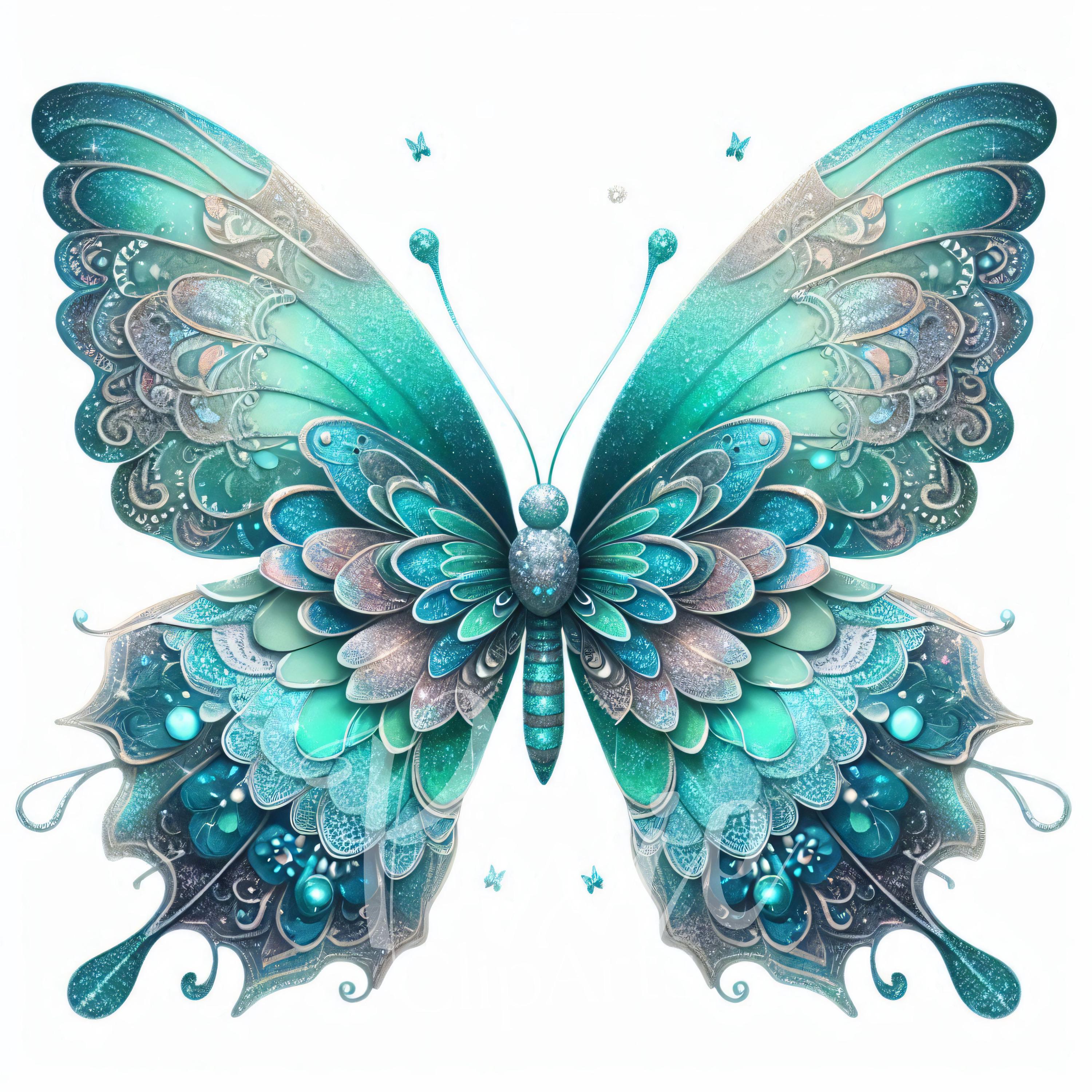Whimsical Butterfly Clipart |set of 10 High Quality 300DPI JPG, Ocean ...