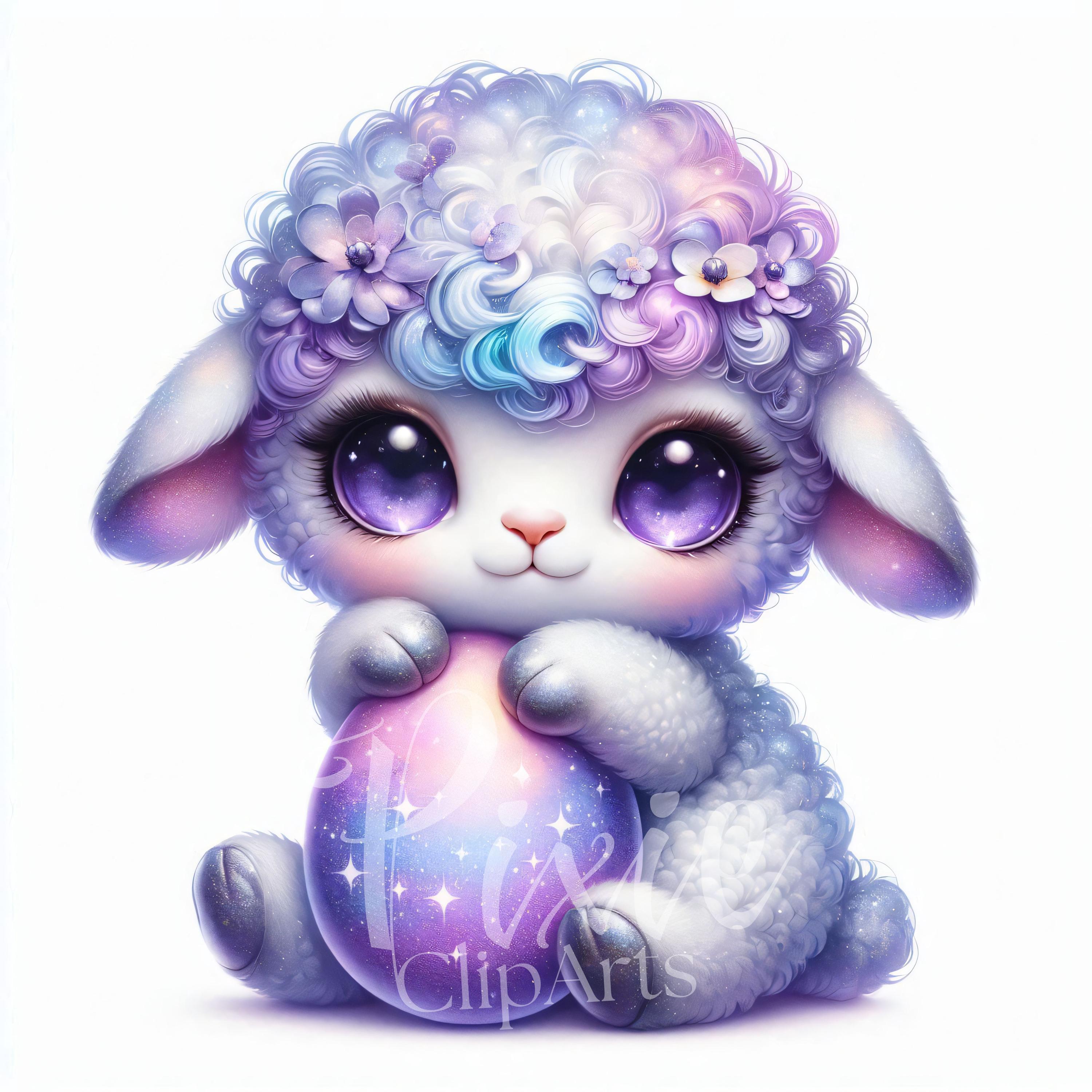 Easter Lamb Clipart, Dream Twilight Easter Lamb Clipart Set - 8 Jpgs ...