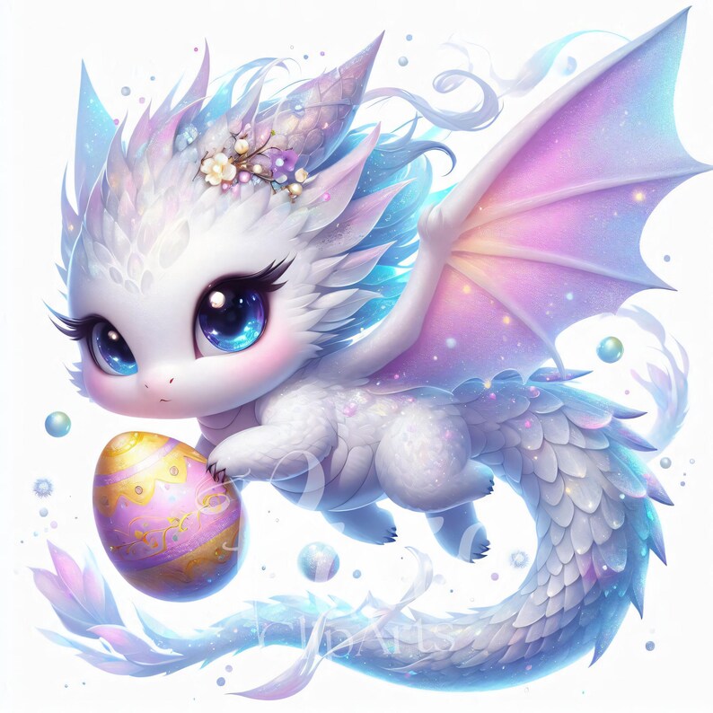 Easter Baby Dragon Clipart | Easter Chibi Dragon Clipart | Set of 8 ...