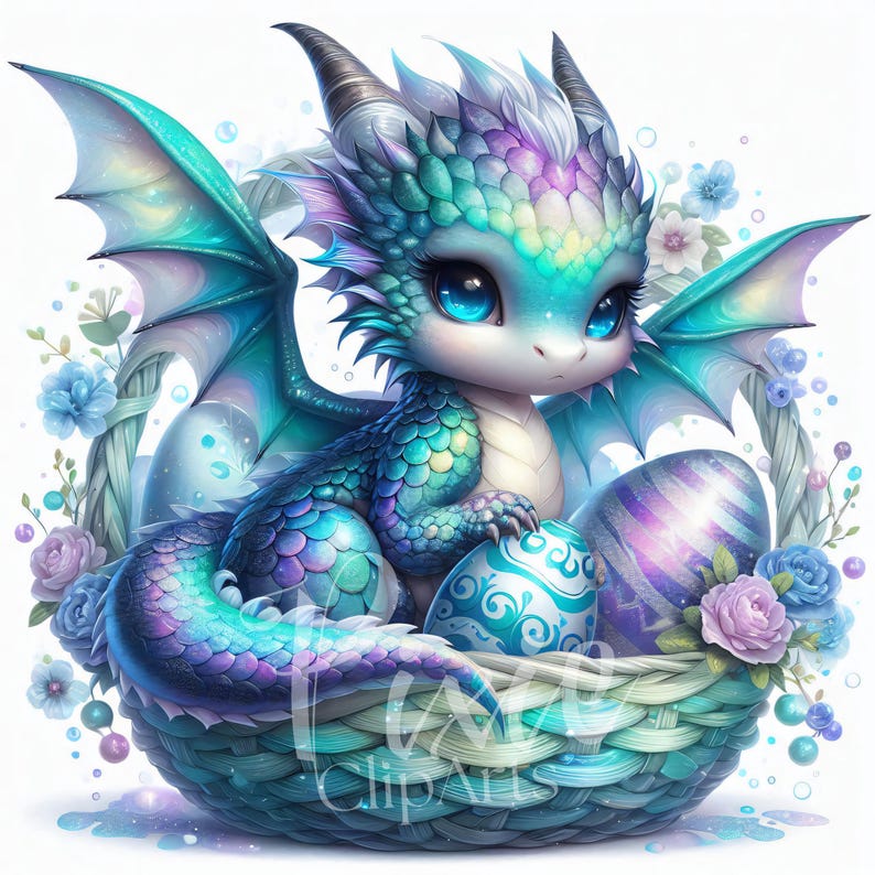Easter Baby Dragon Clipart | Spring Breeze Dragon Clipart | Set of 8 ...