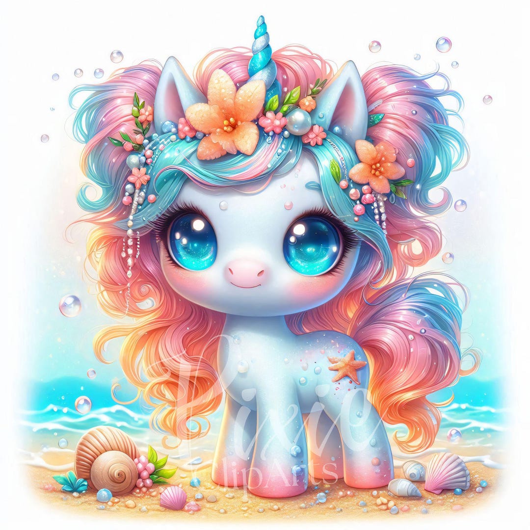 Ocean Unicorn Clipart |set of 10 JPEG High Quality 300DPI JPG, Sea Side ...