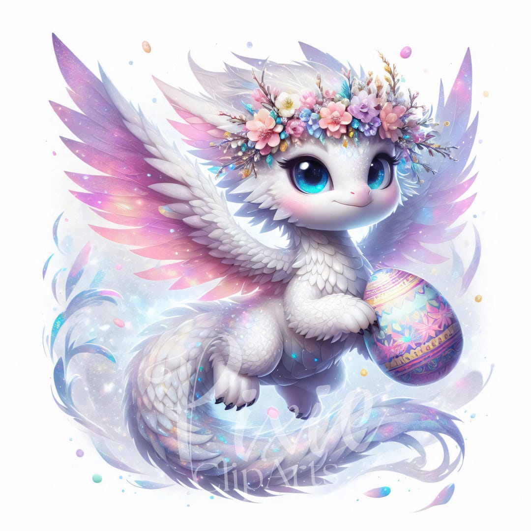 Easter Baby Dragon Clipart | Easter Chibi Dragon Clipart | Set of 8 ...